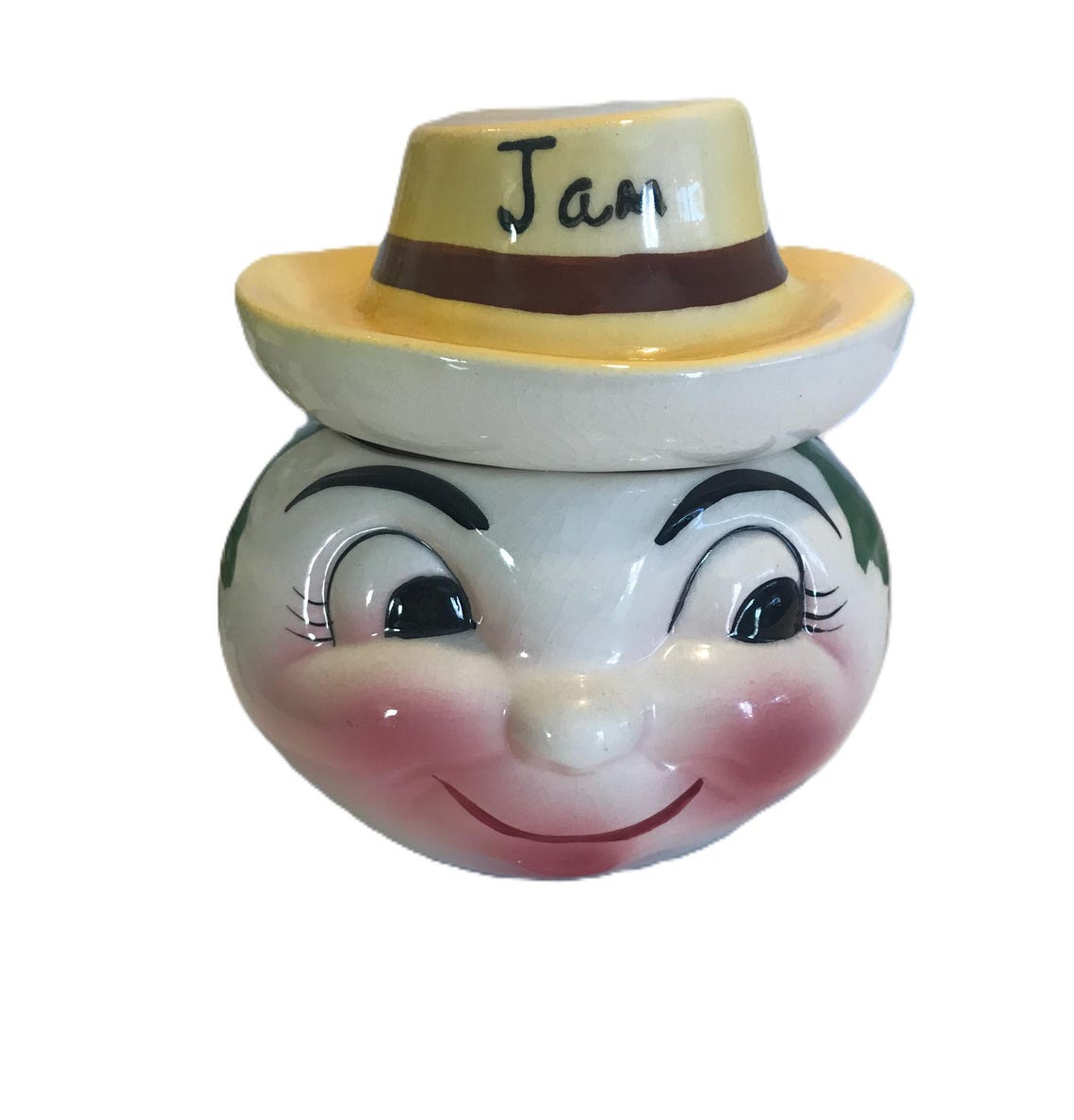 Vintage 1940s Deforest of California Face Ceramic Jam Jar, Vintage ...