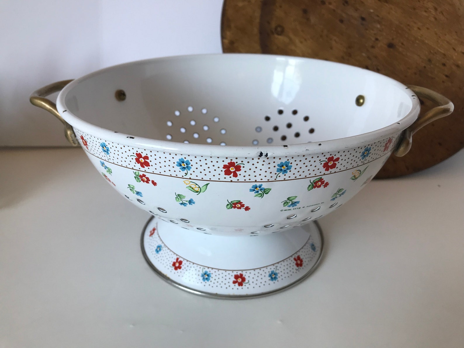 Vintage 1970s White Enamel Colander Strainer, M. Kamenstein White ...