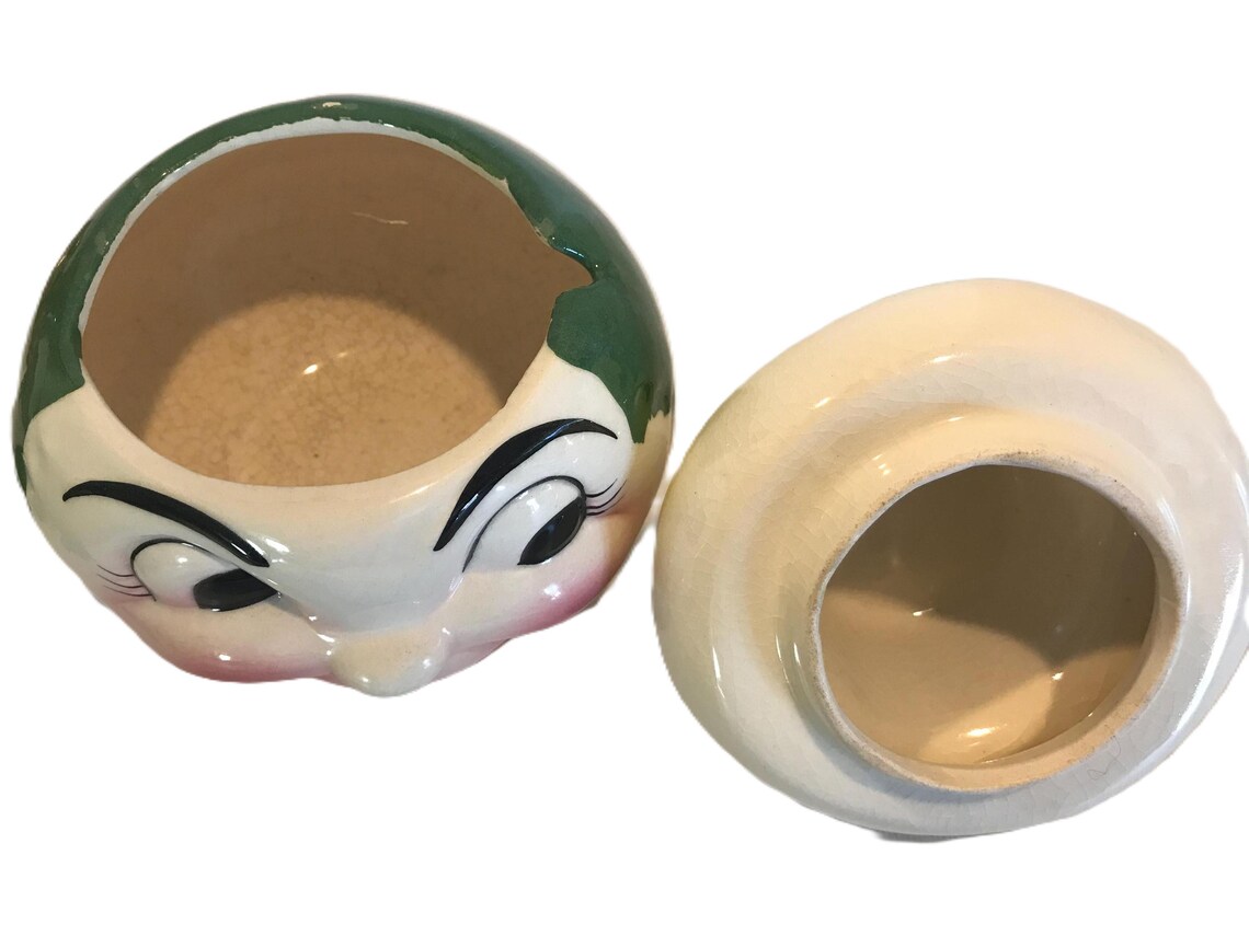 Vintage 1940s Deforest of California Face Ceramic Jam Jar, Vintage ...