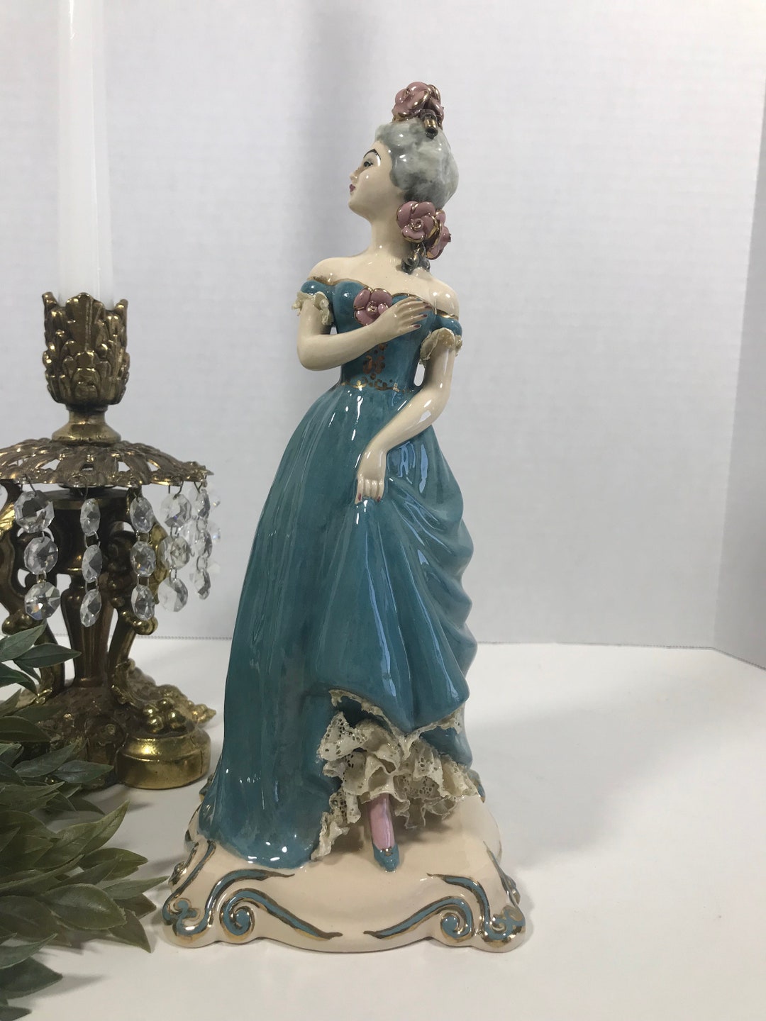 Vintage 1940s Edwina Hollywood Porcelain Lady Figurine, Vtg Ceramic ...