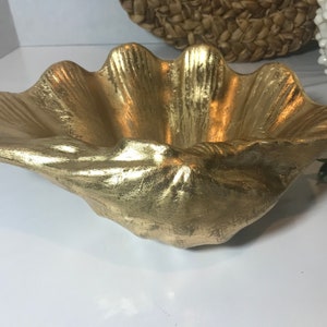 Vintage Ceramic Gold Leafed Shell Trinket Dish, Ceramic Gold Leaf Shell ...