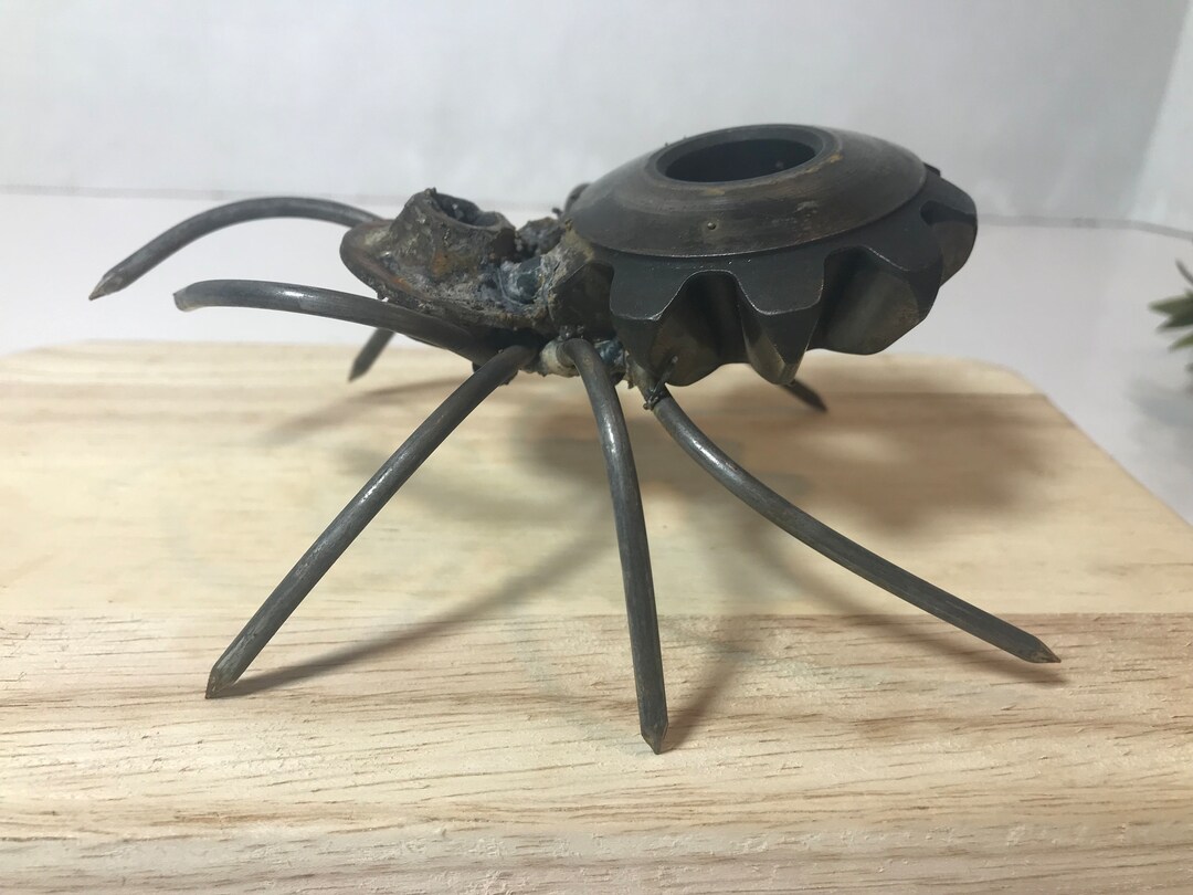 Vintage Handmade Metal Spider Figurine, Scrap Metal Spider, Metal Parts ...