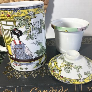 Asian Inspired White Teacup Set, Ceramic Porcelain Tea Cup, Stainer and ...