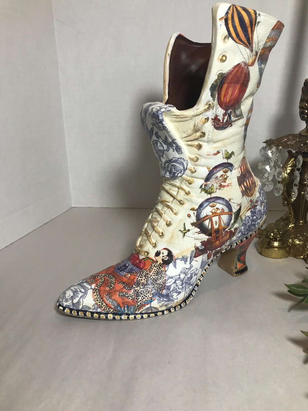 Vintage Ceramic Boot Planter, Victorian Style Boot Planter, Unique ...