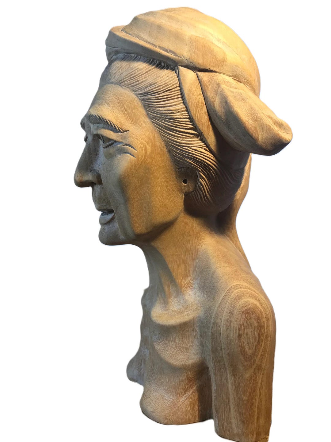 Vintage Hand Carved Wood Woman Bust – Life-like Old Woman Sculpture ...