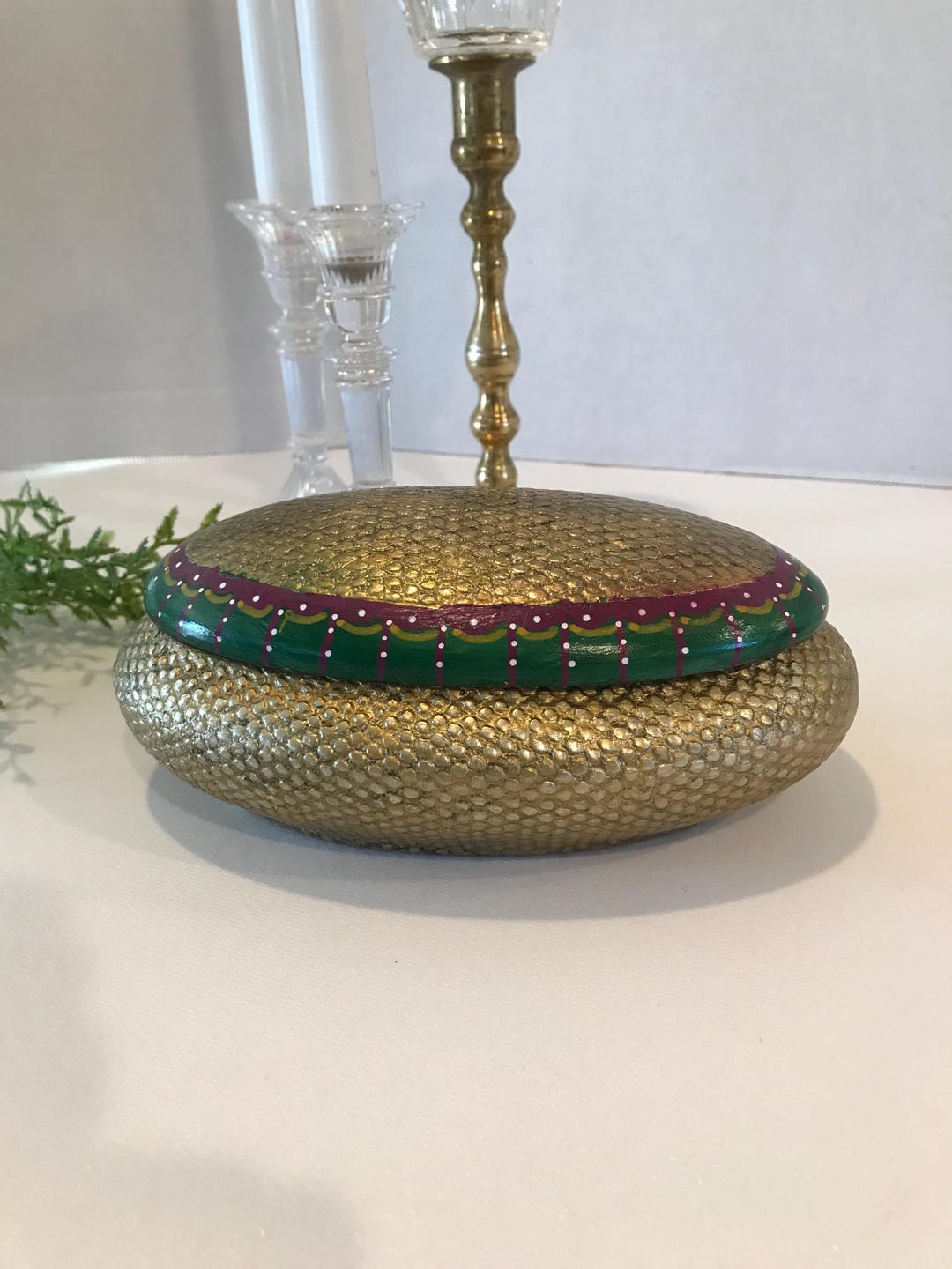 Vintage Ceramic Trinket Box, Vintage Ceramic Hand Painted Trinket Box ...