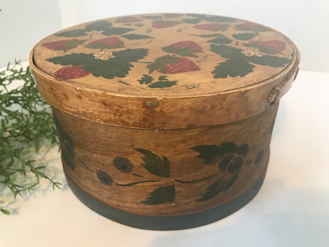 Vintage Round Wood Cheese Box, Vintage Hand Painted Wooden Box, Vintage ...