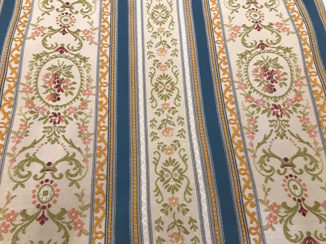 Vintage Brocade Style Fabric Drapery Panel, Damask Style Embroidered ...