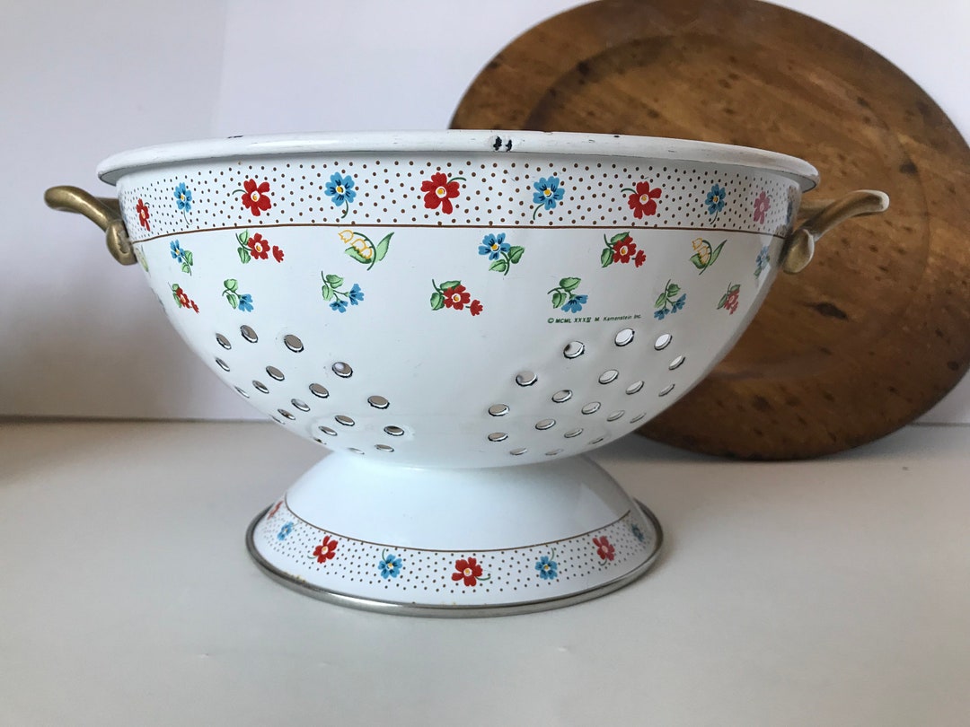 Vintage 1970s White Enamel Colander Strainer, M. Kamenstein White ...