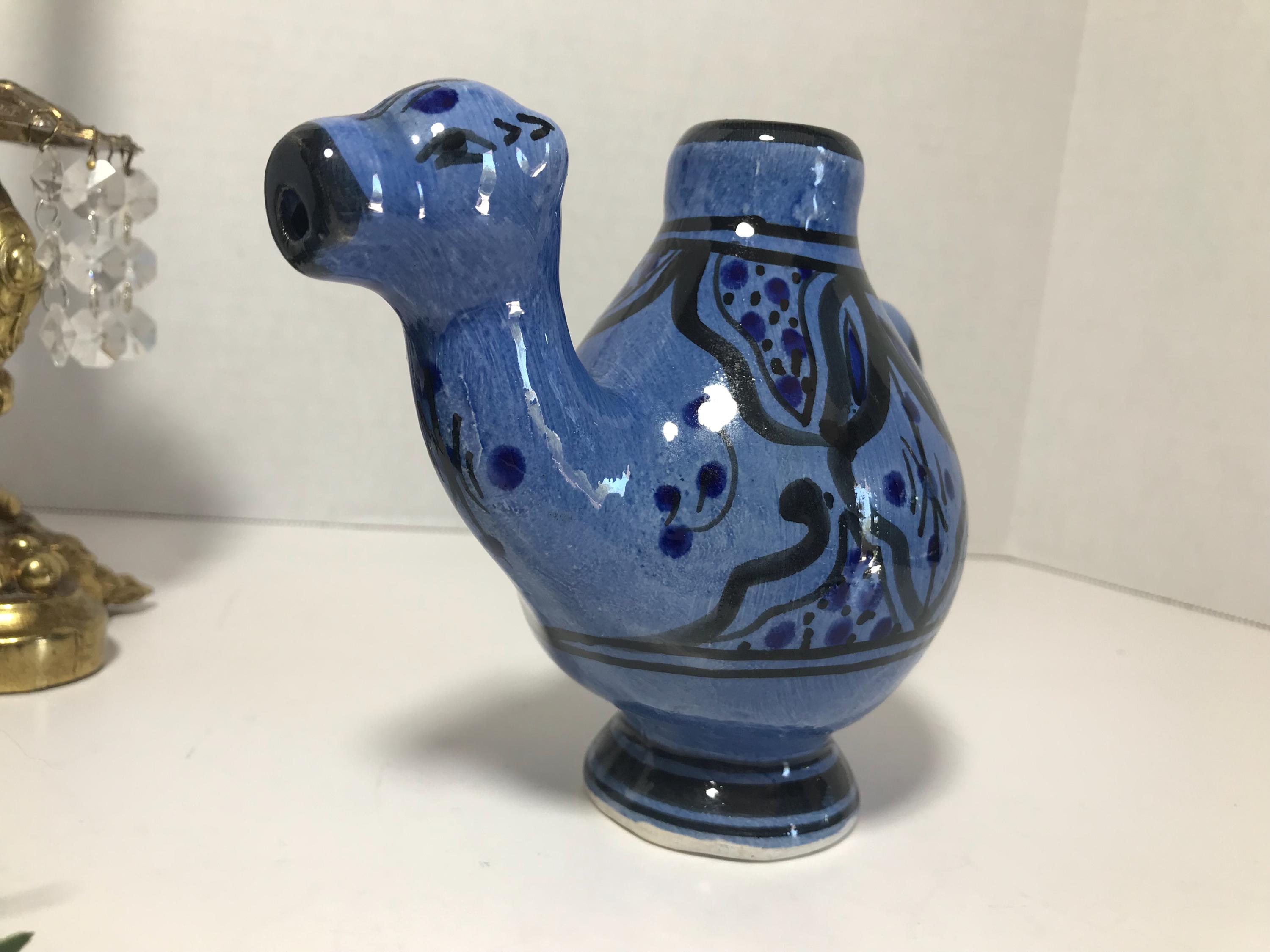 Vintage Ceramic Camel Creamer, Vintage Ceramic Blue Hand Painted Camel ...
