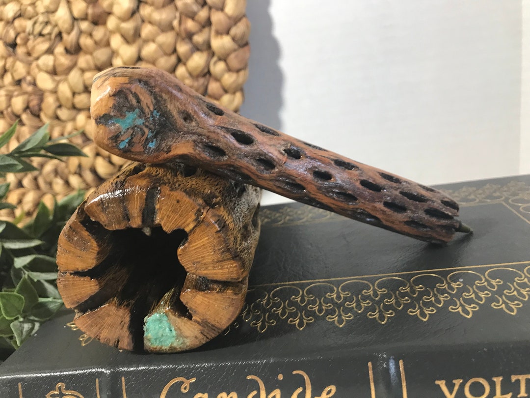 Vintage Driftwood and Turquoise Pen Holder, Vintage Cholla Driftwood ...