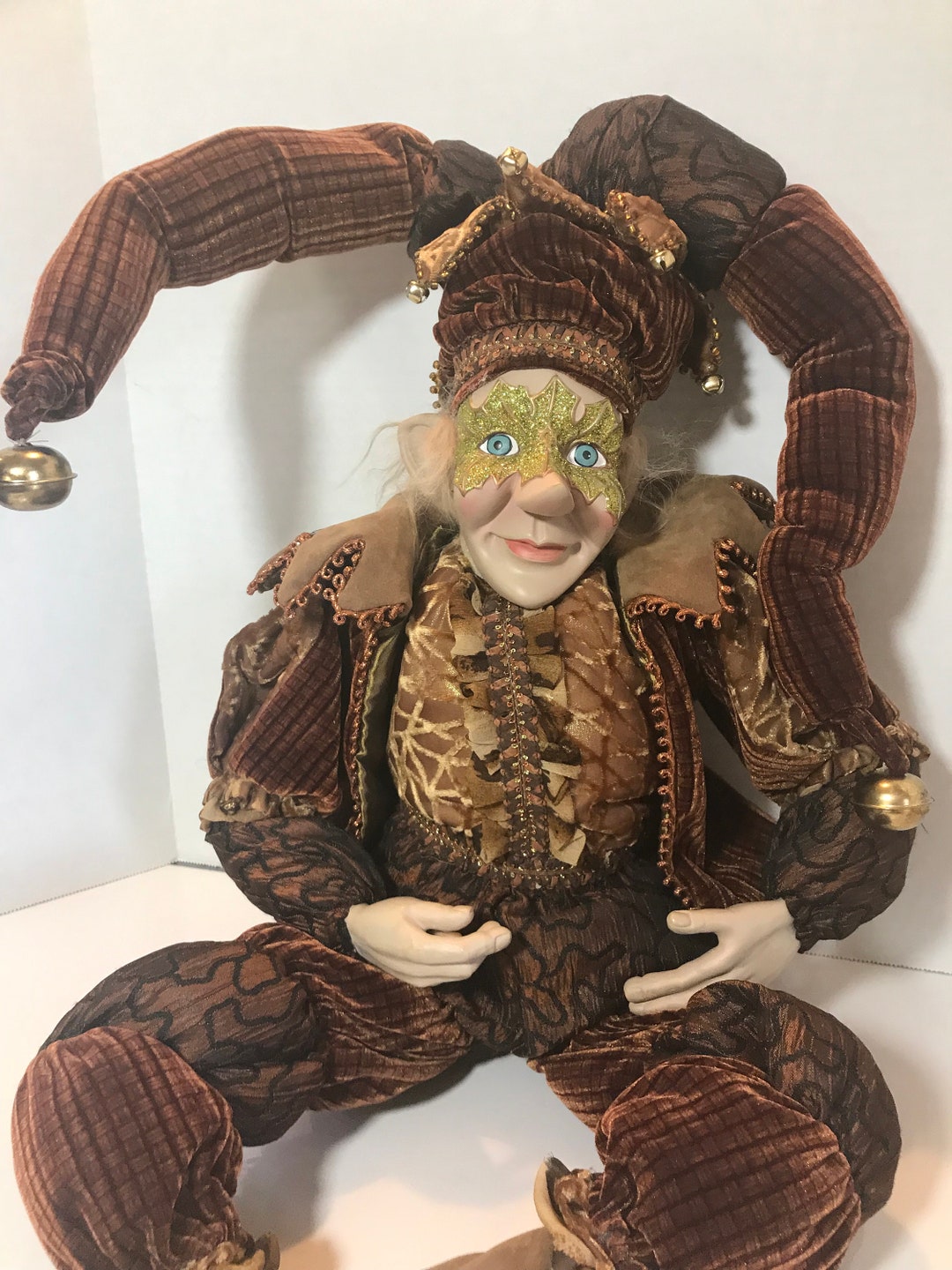 Unique 28 Velvet Masquerade Elf, Large Life Like Elf Jester Harlequin ...