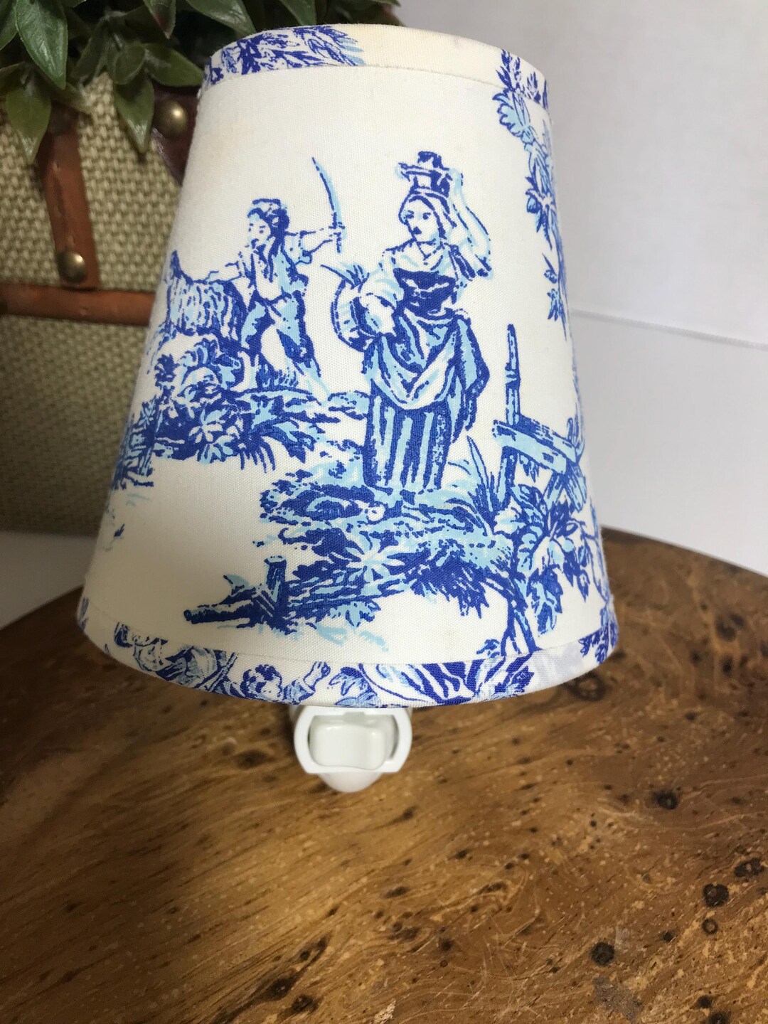 Vintage Blue and White Toile Nightlight, Blue and White Plug in Half ...