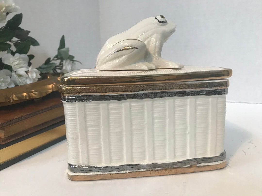 Vintage Ceramic Trinket Box, Sigma Frog Trinket Box, Ceramic Frog ...