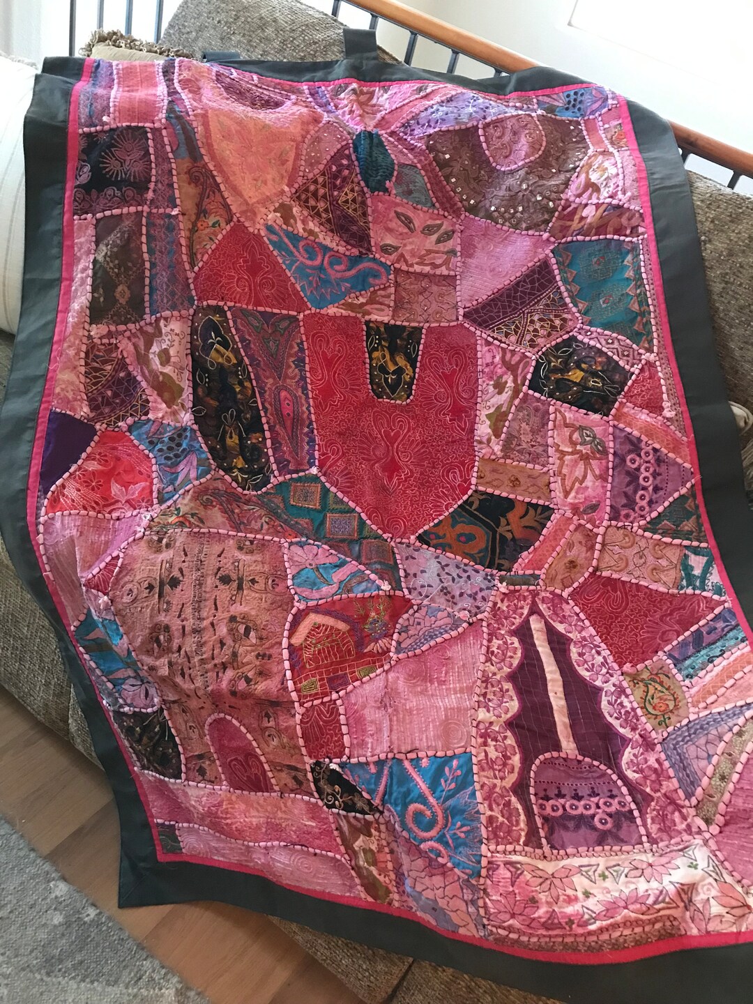 Vintage India Piece Fabric Panel, Vintage India Ornated Patchwork ...