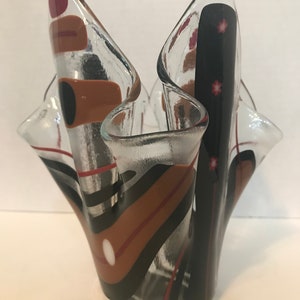 Glass Modern Vase, Abstract Glass Vase, Fused Glass Abstract Vase ...