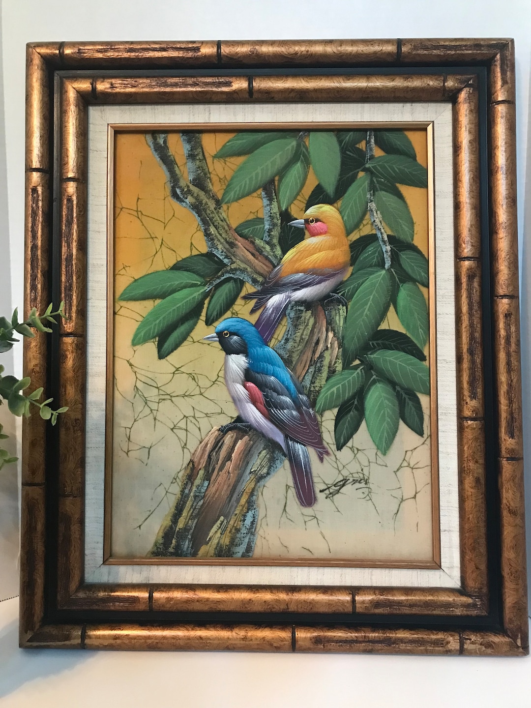 Vintage Original Gris Bird Painting, Vtg Gris Original Painting, Gris ...