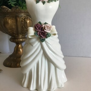 Vintage Ceramic White Dress Vase, White Vase in Shape of Dress With ...