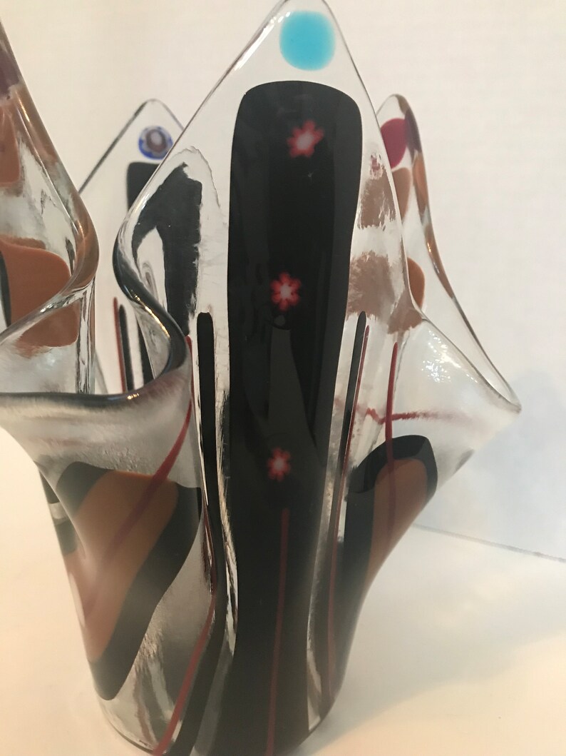 Glass Modern Vase, Abstract Glass Vase, Fused Glass Abstract Vase ...