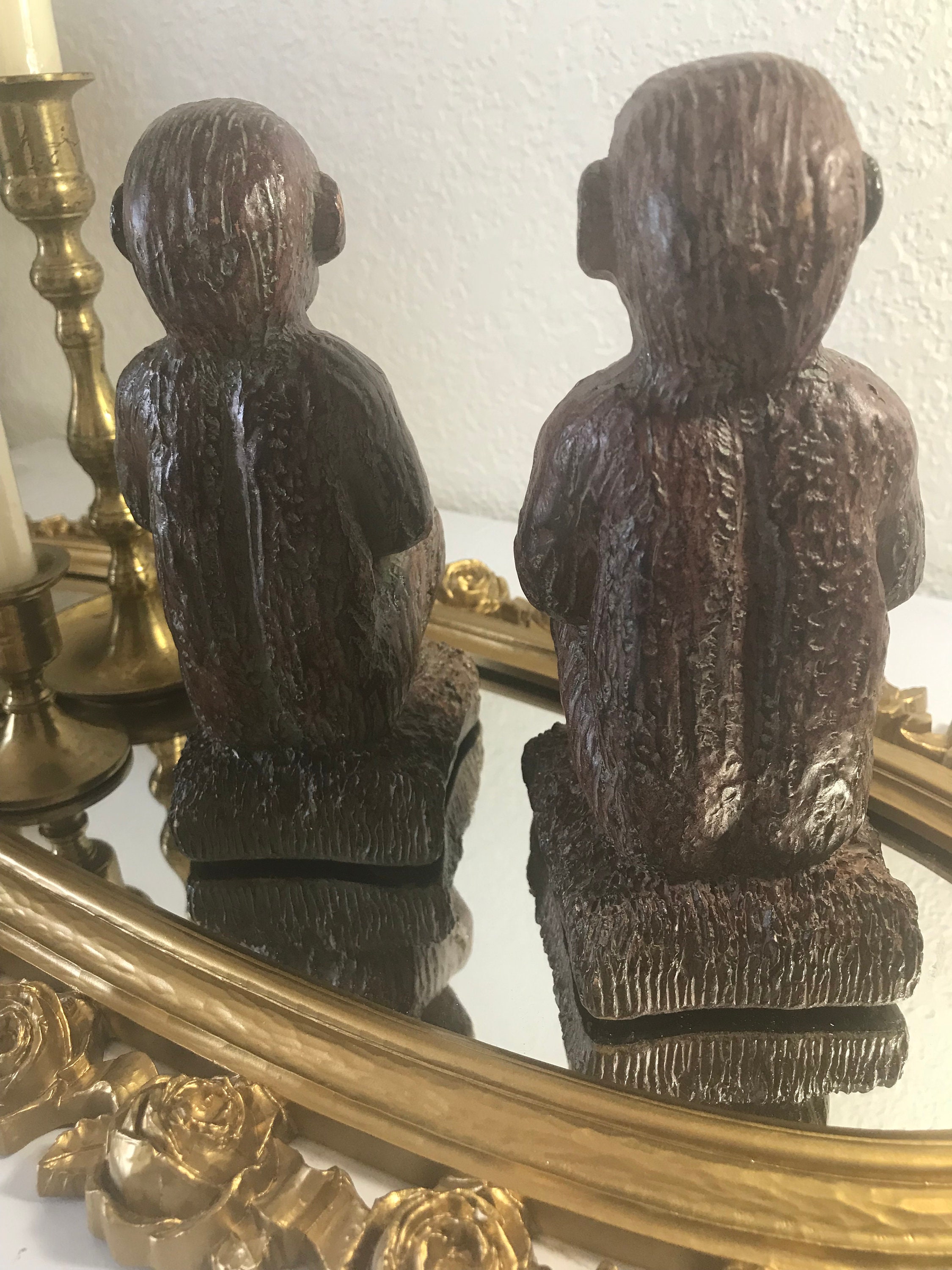 Vintage Monkey Figurine Bookends Vintage Hollywood Regency - Etsy