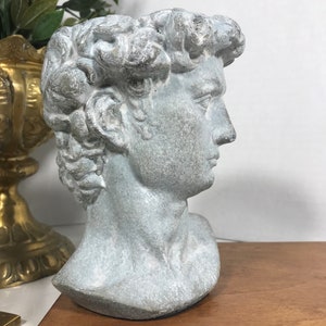 Vintage Ceramic Statue Planter, Vintage Cement Bust Planter, Vintage ...