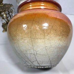 Lance Timco Raku Pottery Vase, Signed, Raku Crackle Pottery Planter ...