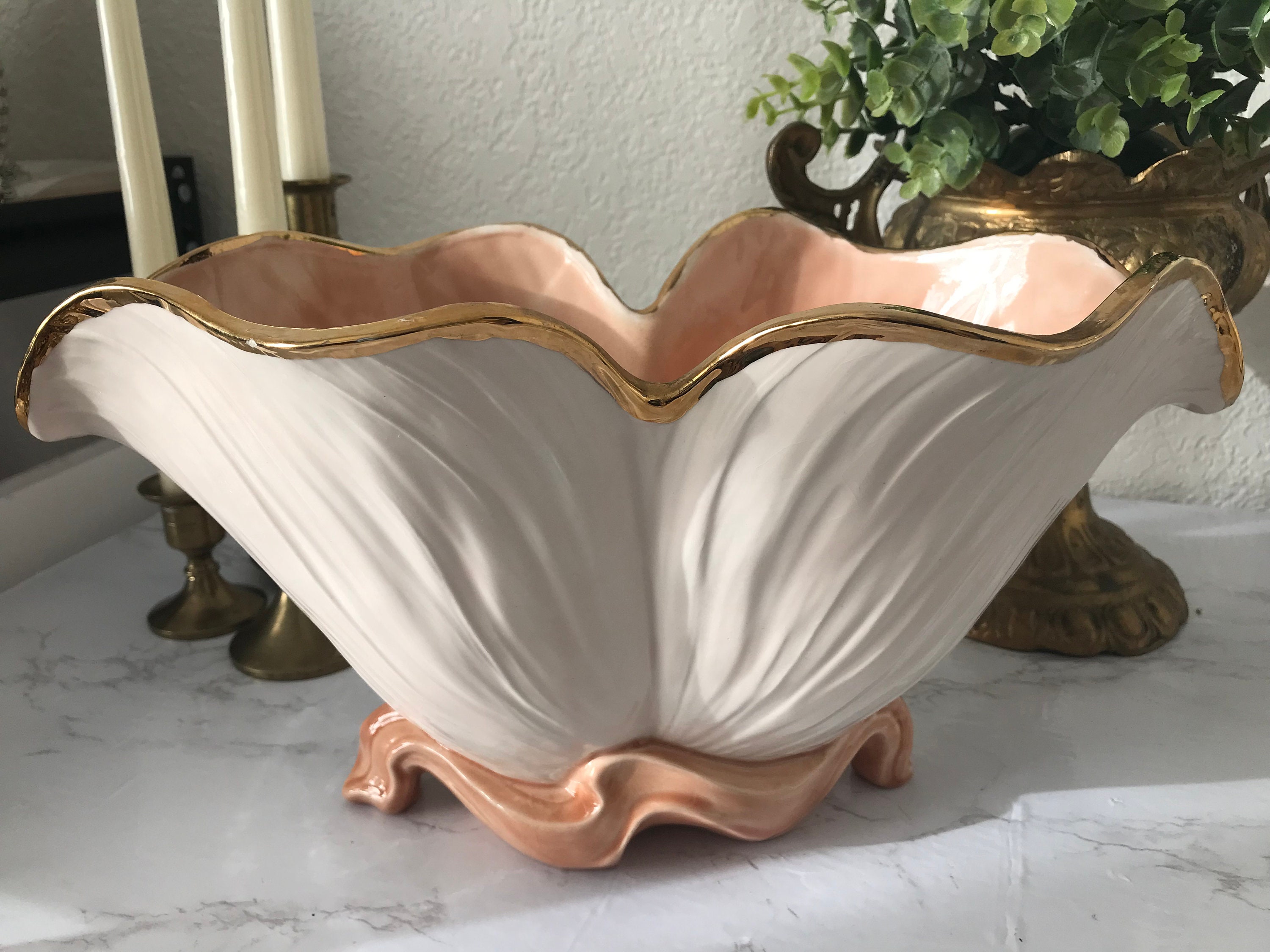 Vintage Art Deco Designed Large White Shell Shaped Bowl With - Etsy