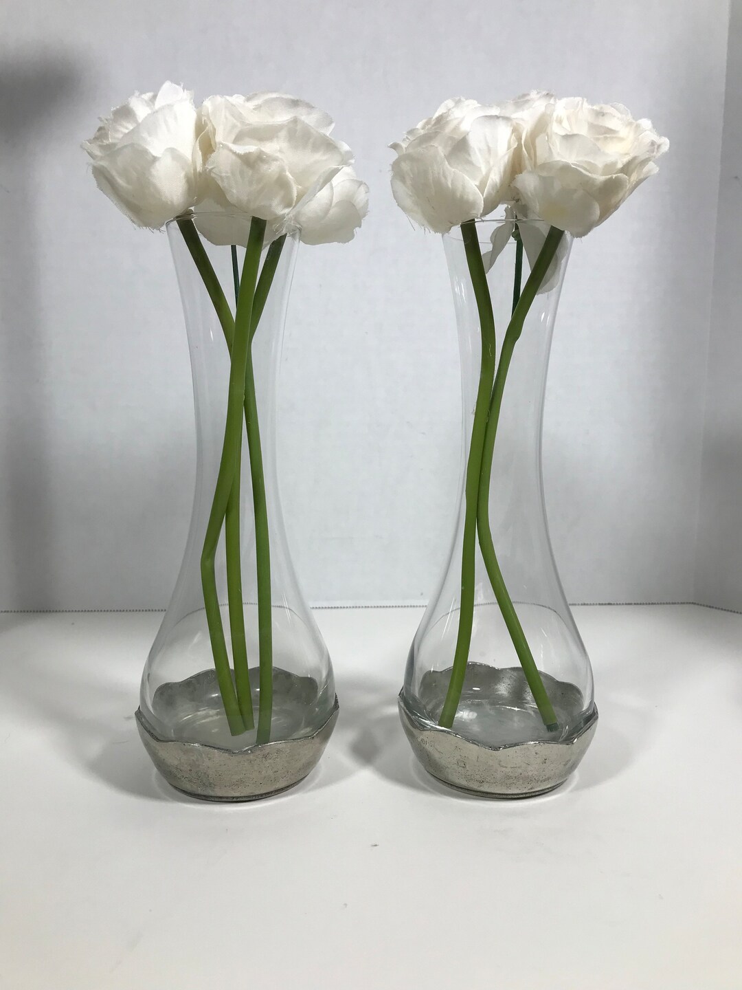 Vintage Brescia Peltro Vasse, Pewter Crystal 8.5" Elegant Vase, Vtg ...