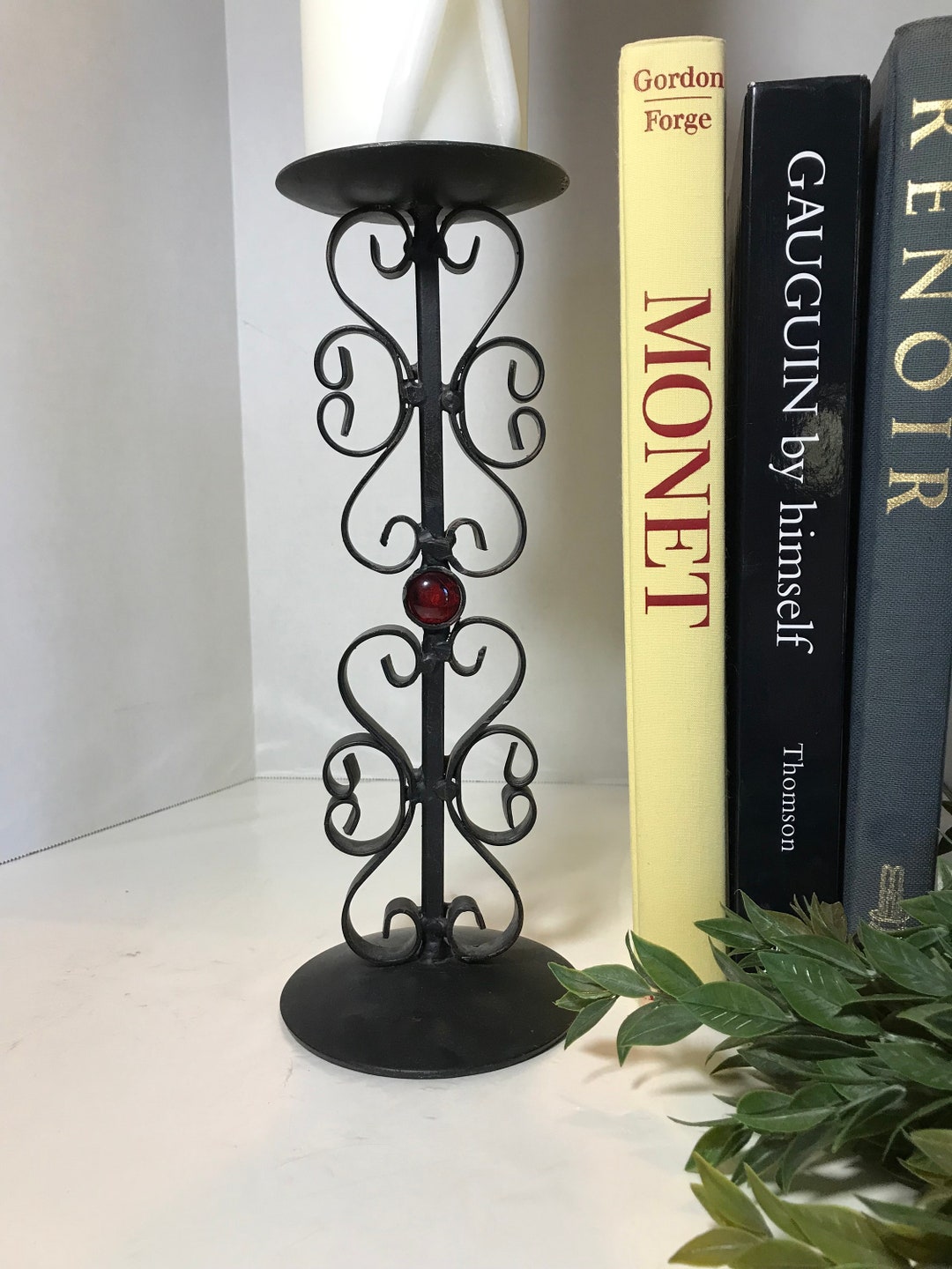 Vintage Spanish Revival Style Candle Holder, Vintage Black Metal Candle ...