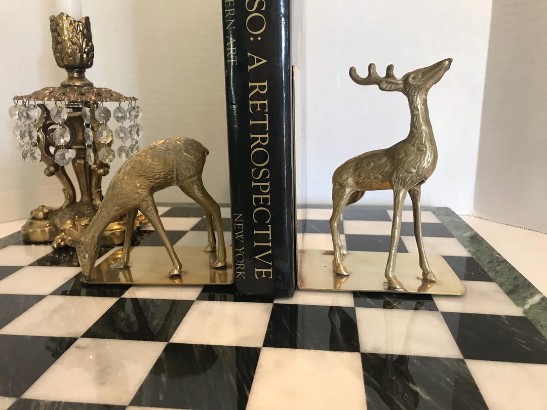 Vintage Brass Bookends, Vintage Brass Deer Bookends, Vintage Brass ...