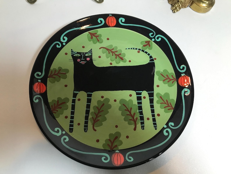 Vintage Sharon Bloom Cat Wall Plate, Vintage Sharon Bloom Hand Pained ...