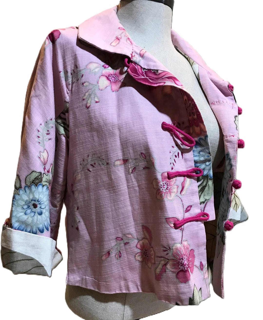 Vintage Asian Mod Cropped Floral Pattern Jacket, Vintage Asian Style ...