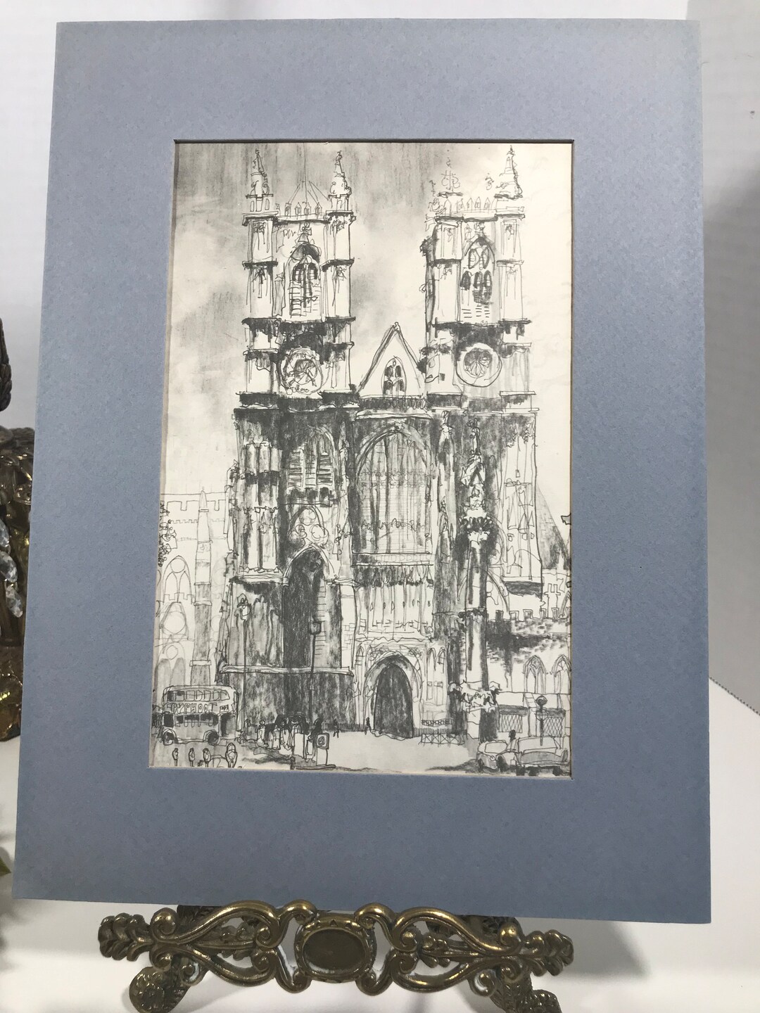 Vintage Original 1968 Sketch of European Cathedral, Signed by Maskell ...