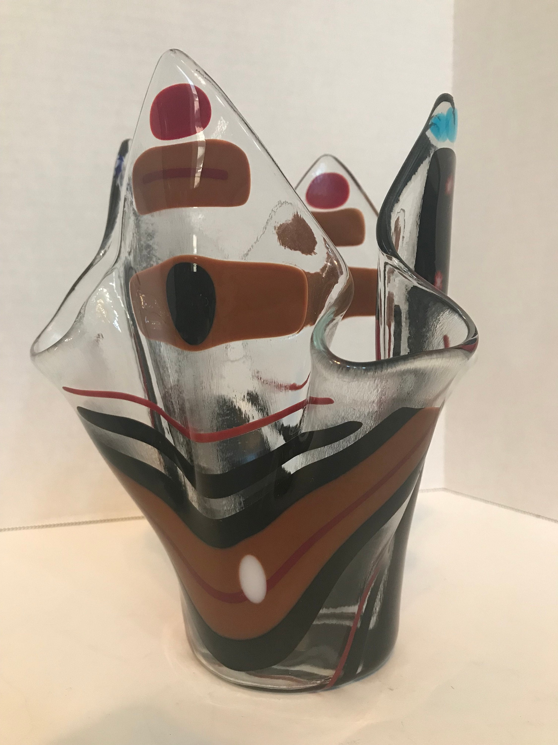 Glass Modern Vase, Abstract Glass Vase, Fused Glass Abstract Vase ...