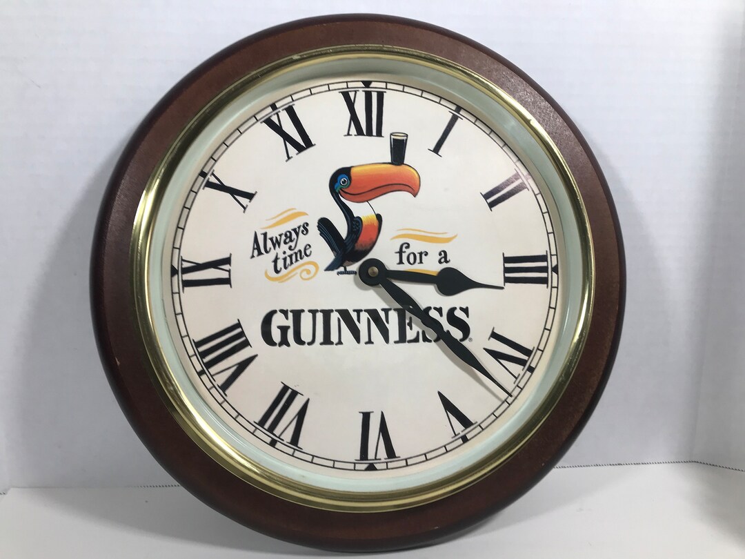 Vintage Guinness Clock, Vintage Guinness Wood and Brass Clock, Vintage ...