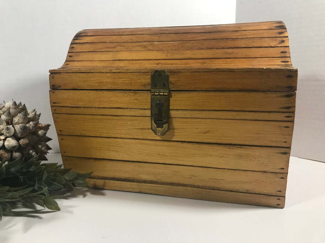 Vintage Rustic Wood Box, Wood Decorative Box, Natural Wood Dome Top Box ...
