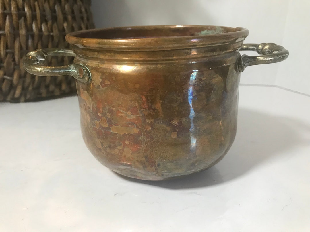 Vintage Copper Pot, Vtg Calderon Copper Pot, Vtg Aged Copper Rounded ...