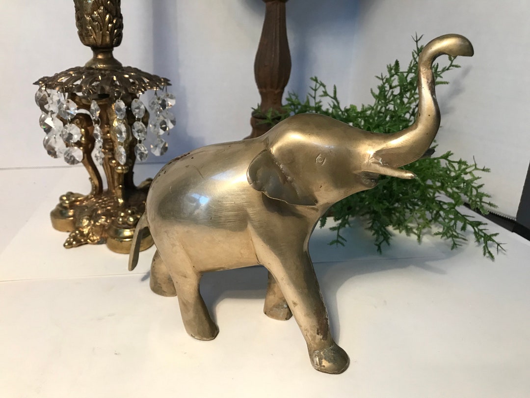 Vintage Solid Brass Elephant, Vintage Hollywood Regency Brass Elephant ...