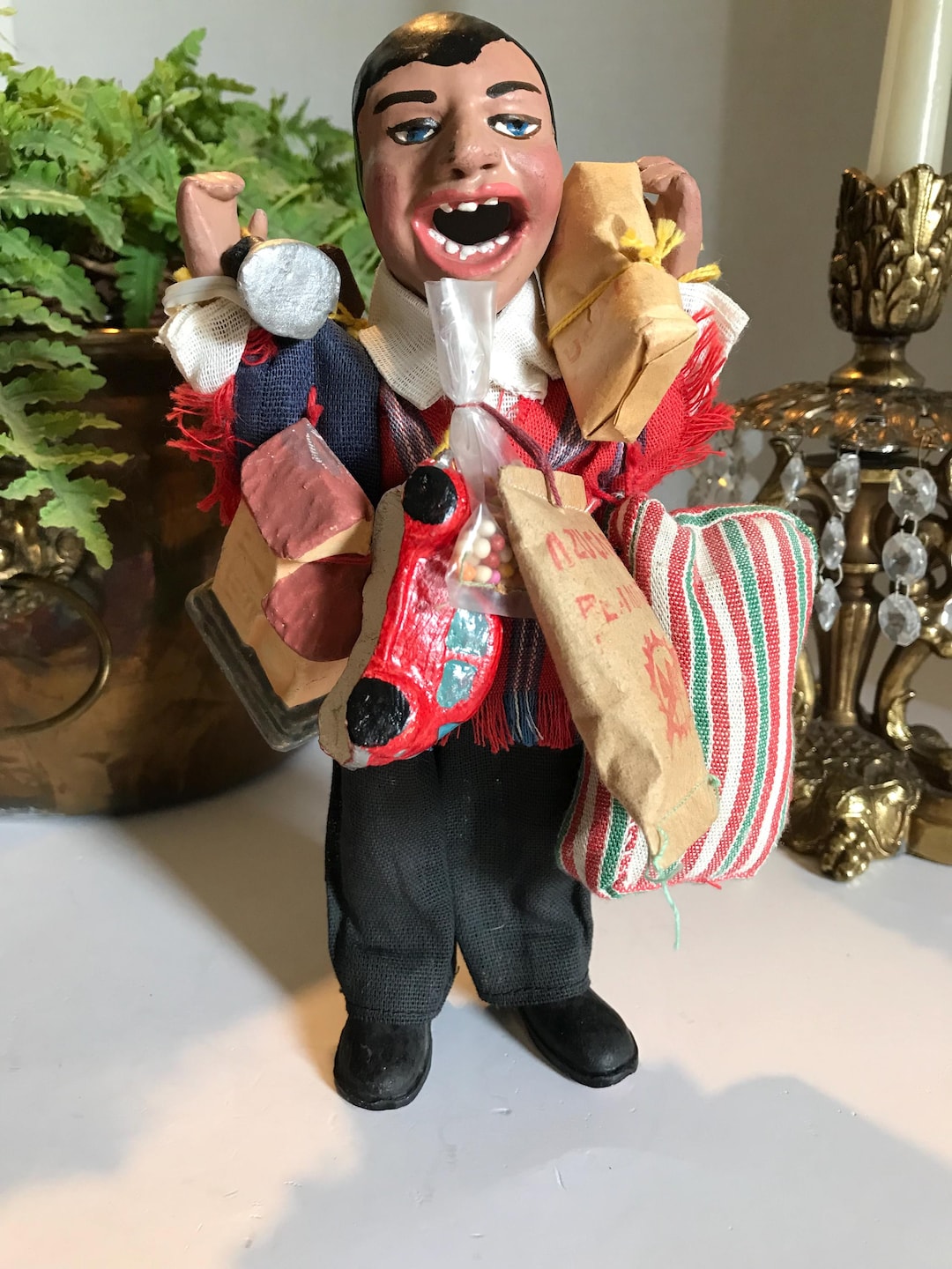 Vintage Ekeko Folk Art Figurine, Paper Mache and Fabric Ekeko Folk Art ...