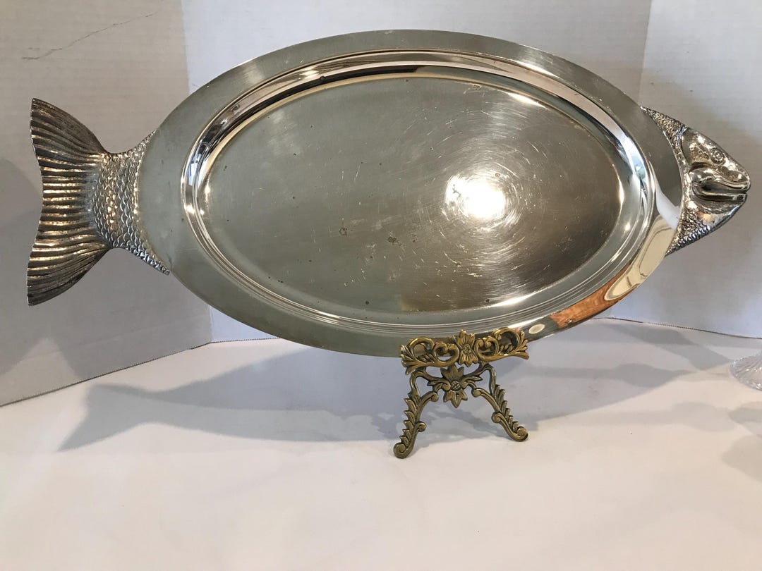 Vintage Silver Plate Fish Platter, Vintage Large 26" Silverplate Fish ...