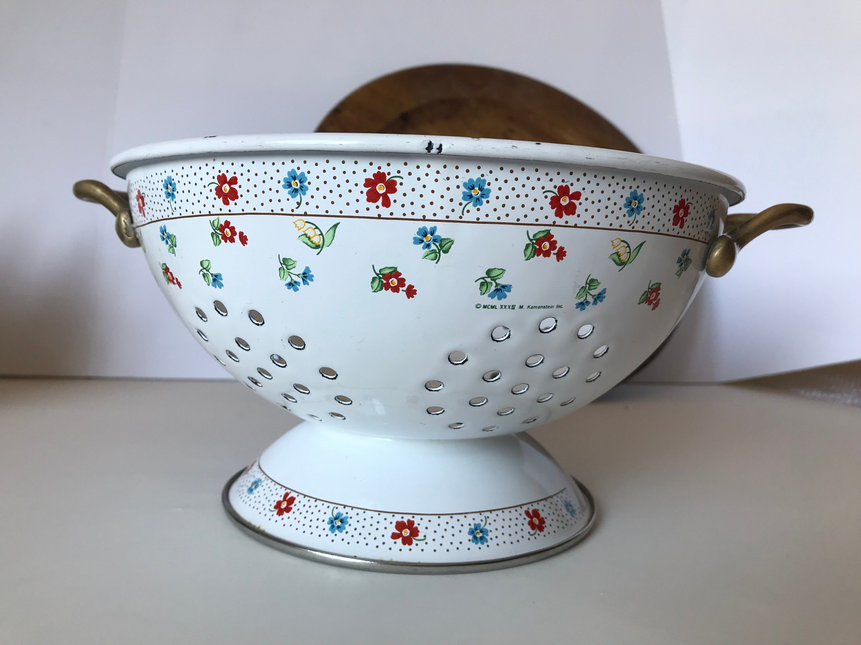 Vintage 1970s White Enamel Colander Strainer M. Kamenstein - Etsy