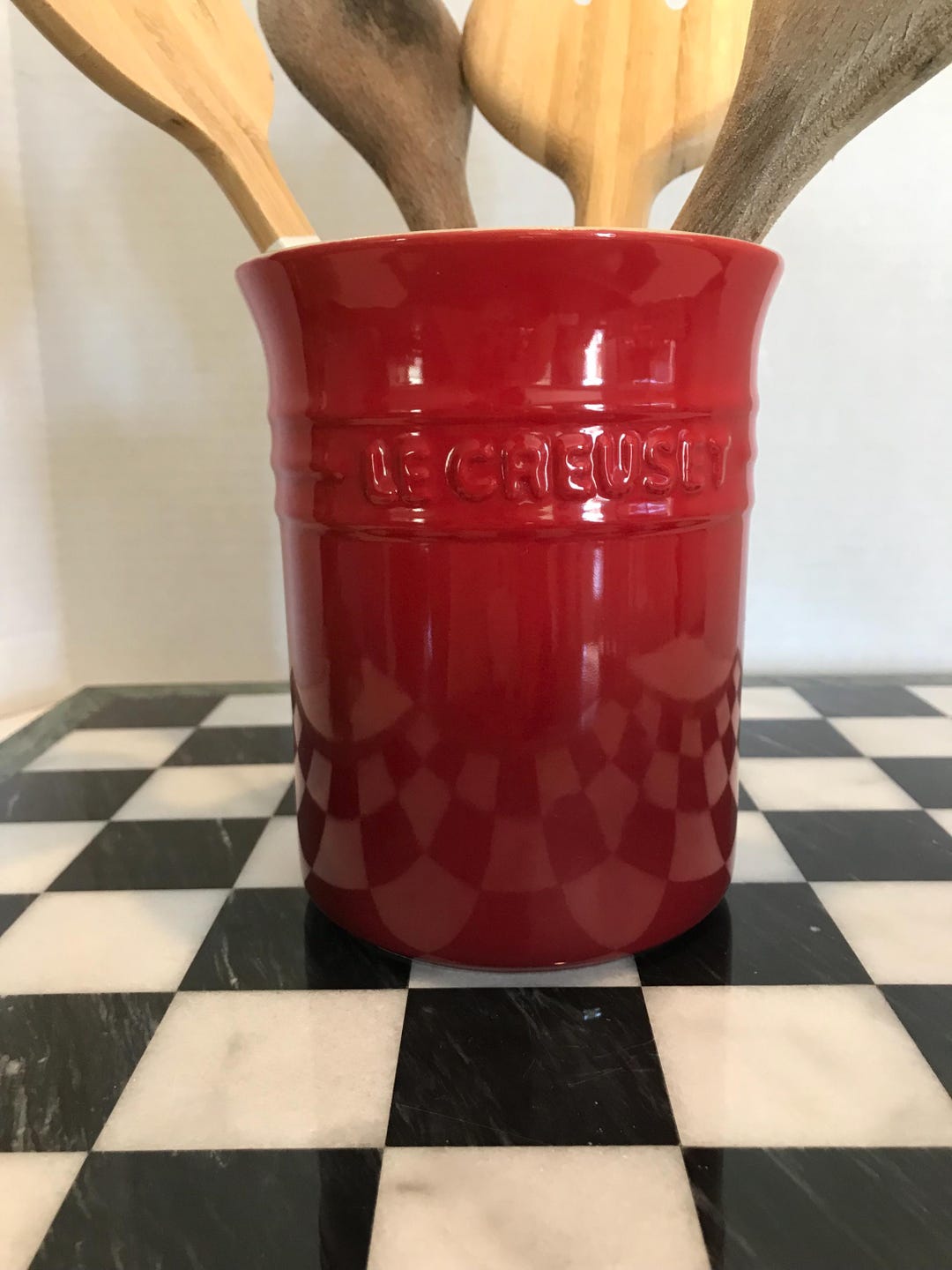 Le Creuset Utensil Holder, Le Creuset Red Ceramic Crock, Le Creuset ...