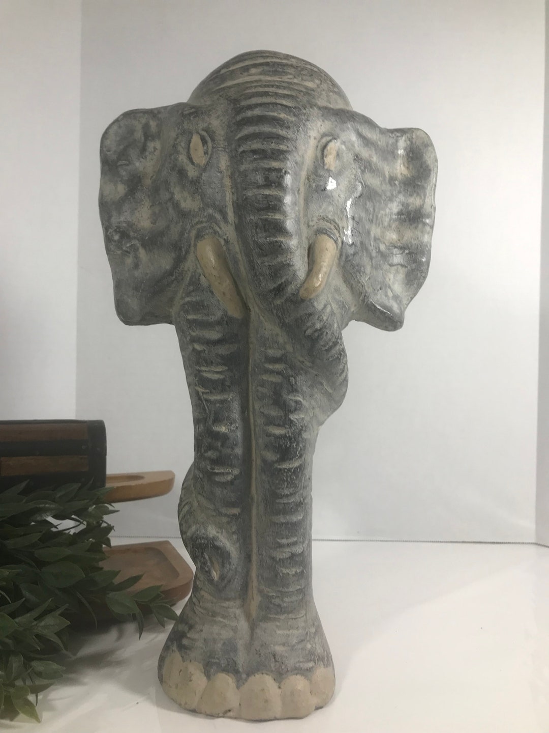Vintage Ceramic Elephant Statue, Vtg Ceramic Large 15.5" Elephant ...