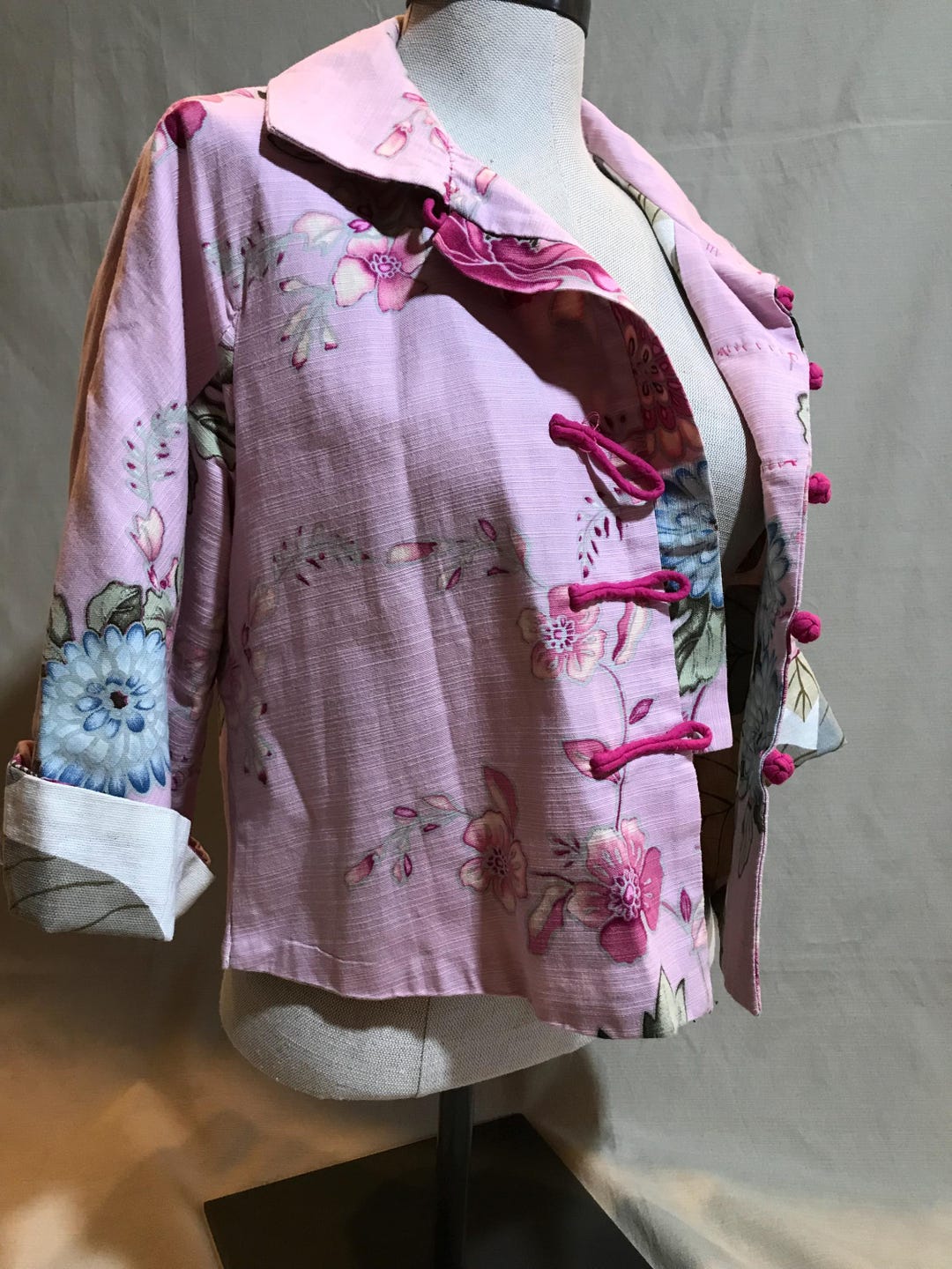 Vintage Asian Mod Cropped Floral Pattern Jacket, Vintage Asian Style ...