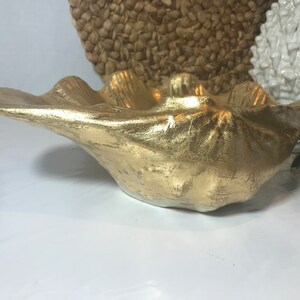 Vintage Ceramic Gold Leafed Shell Trinket Dish, Ceramic Gold Leaf Shell ...