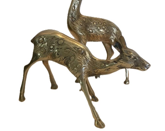 Vintage Brass Deer Table Decor, Vintage Brass Standing Pair of Deer ...