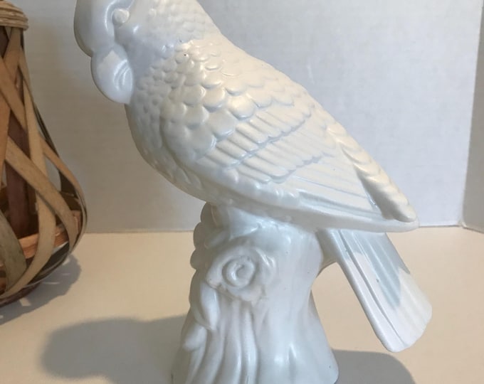 Vintage White Ceramic Parrot Statue, Vintage 9.75" Parrot Ceramic ...