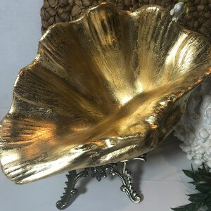 Vintage Ceramic Gold Leafed Shell Trinket Dish, Ceramic Gold Leaf Shell ...