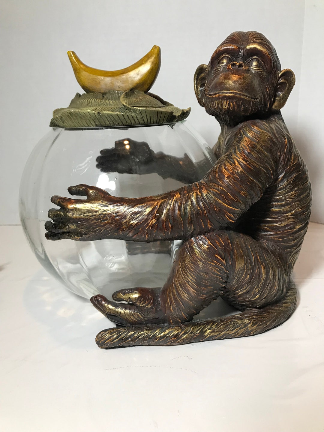 Vintage Monkey Cookie Jar, Monkey Candy Bowl, Monkey Kitchen Decor ...