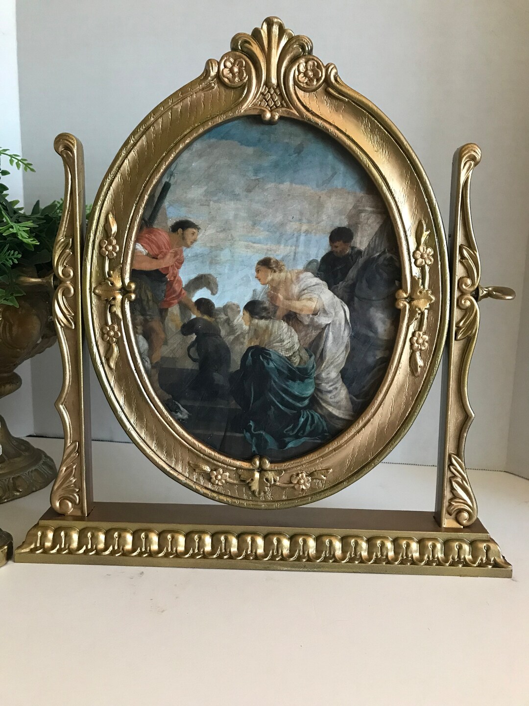 Vintage Syroco Wood Table Top Swivel Frame Art, Vintage Syroco Ornate ...